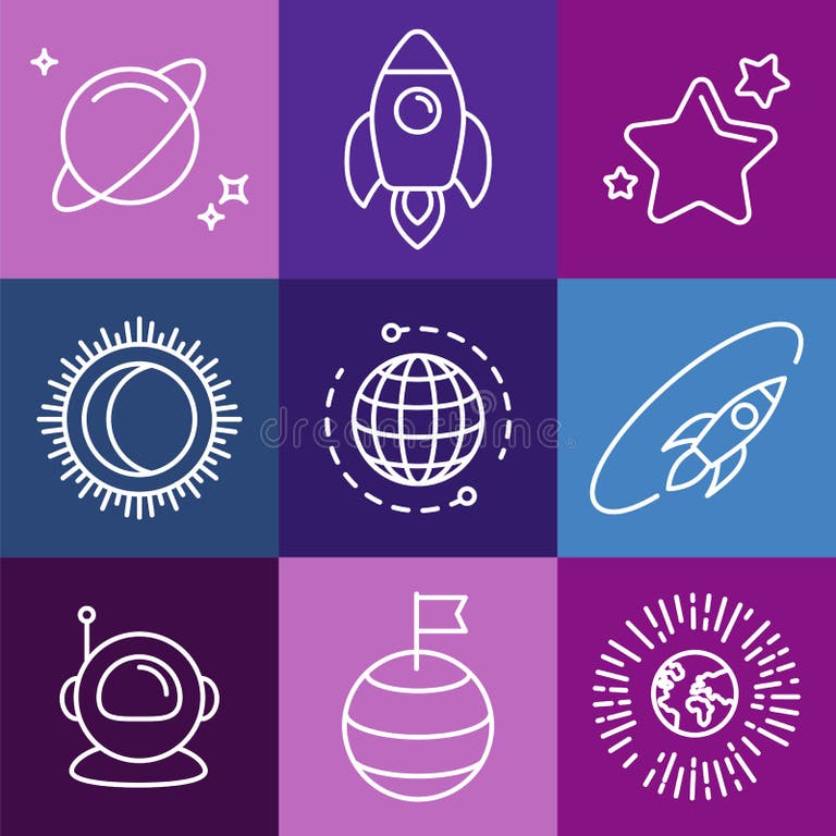 Vector Cosmic Signs and Line Icons Stock Vector - Illustration of ...