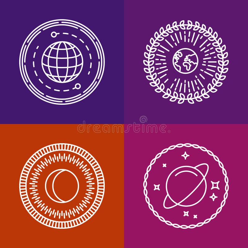 Vector Cosmic Signs and Line Icons Stock Vector - Illustration of mono ...