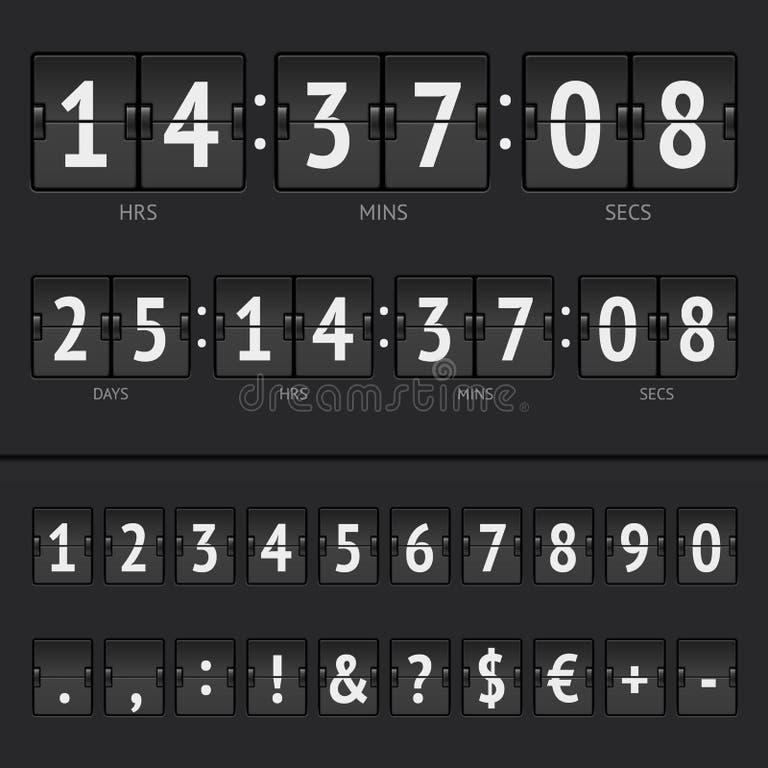 Vector Countdown Timer and Scoreboard Numbers Stock Vector ...