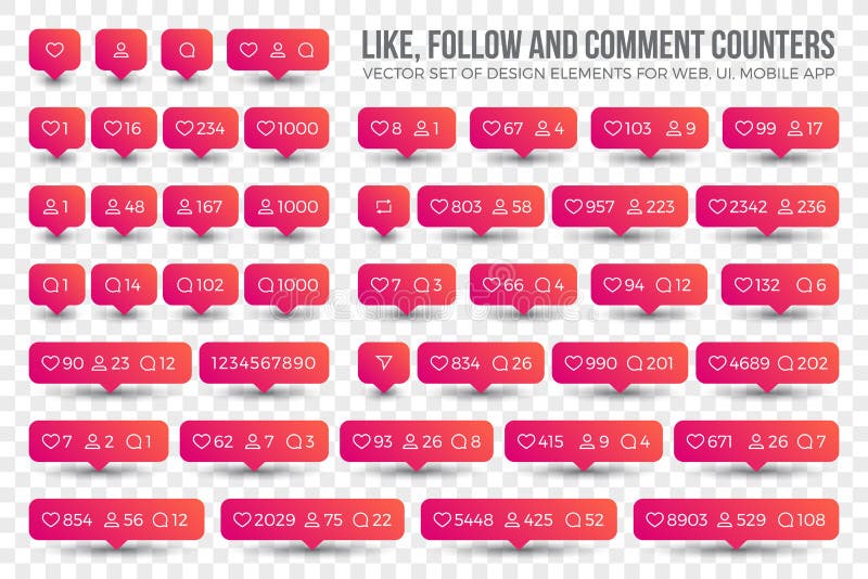 Instagram Vector 3D Like Counter Icons Abstract Background Stock Vector ...