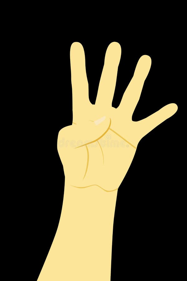 Counting Hand, Four at Black Background Stock Vector - Illustration of ...