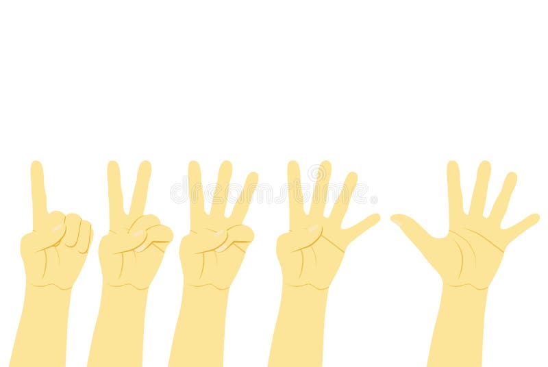 Counting Hand, One To Five Isolated on White Stock Vector ...