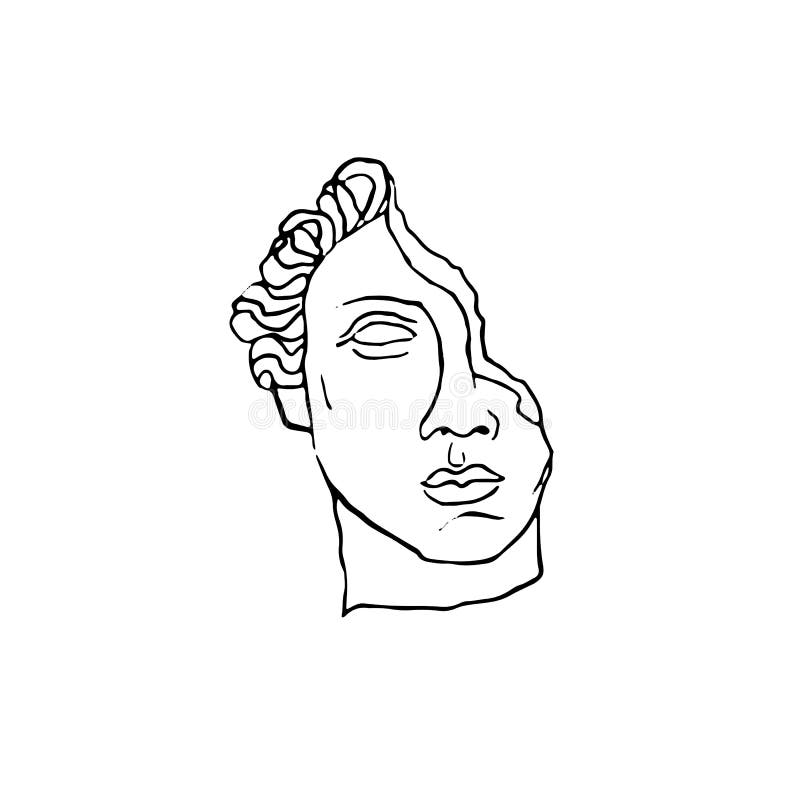 Vector Countinious Line Drawing of Ancient Greek Sculpture Isolated on ...