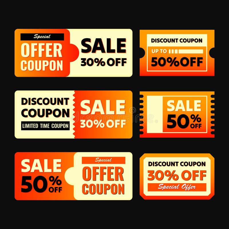 Vector Coupon Sale Label Collection with Flat Design and Orang Color ...