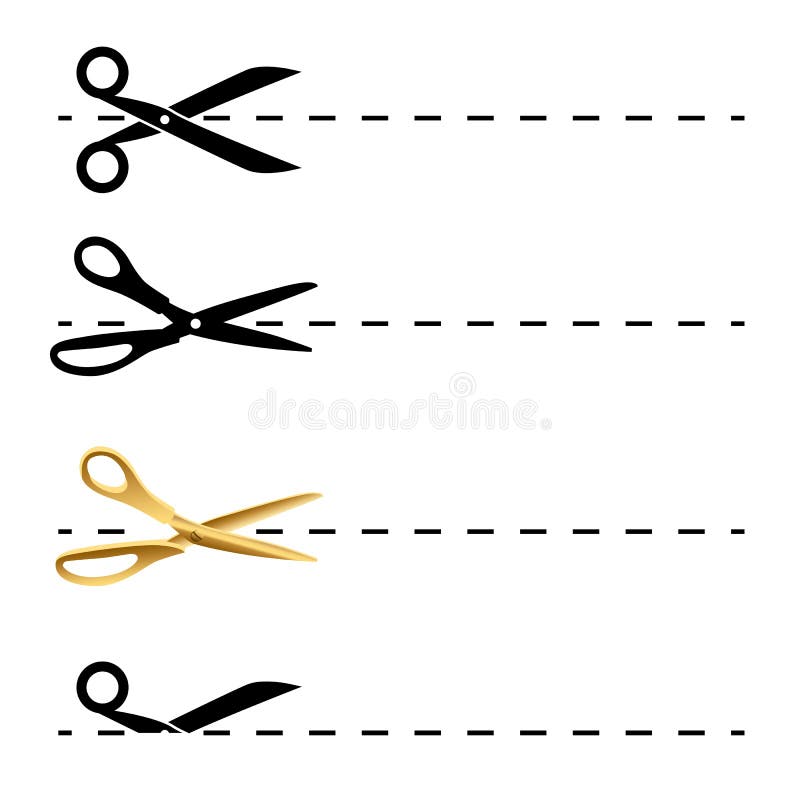 Vector Coupon or Stickers Borders. Dashed Line with Scissors Set. Stock ...