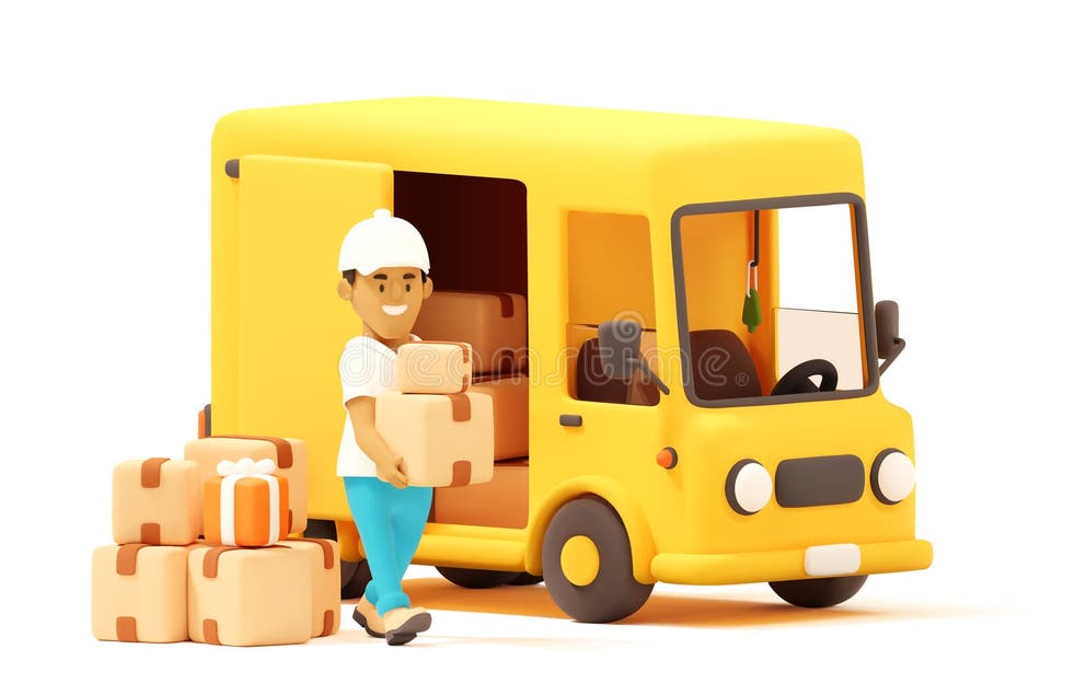 Vector Courier Loading Van with Cardboard Boxes Stock Vector ...