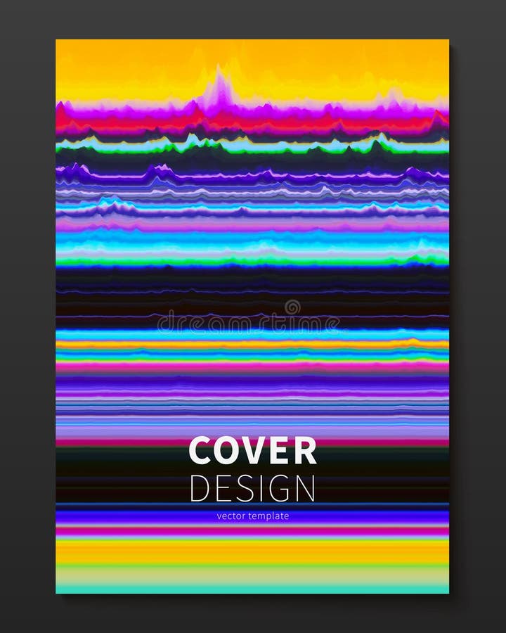 Vector Cover Design Template with Gradient Color Warped Lines. Dynamic ...