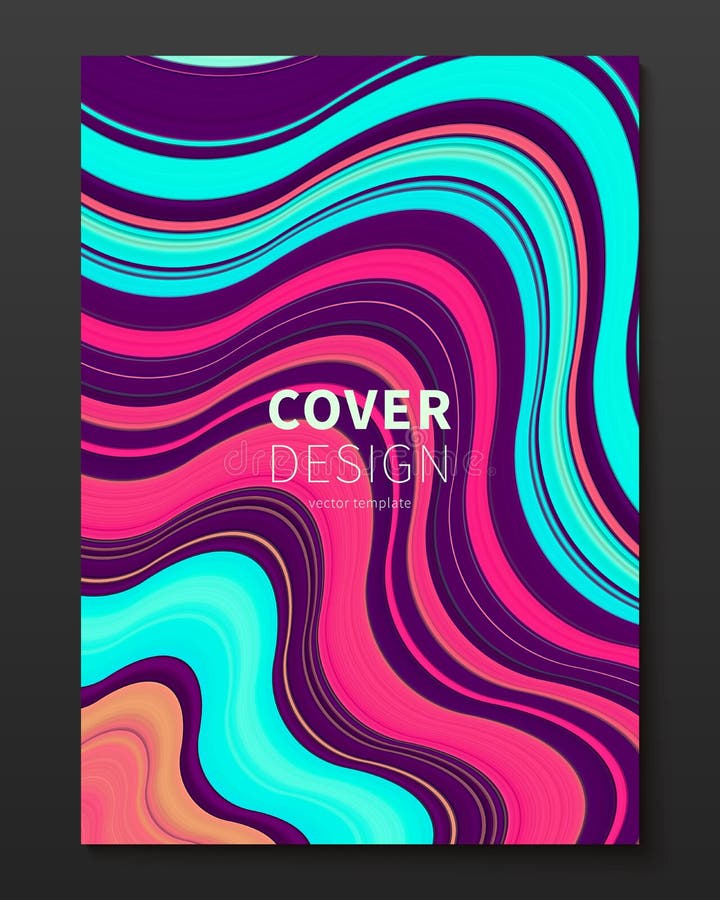Vector Cover Design Template with Gradient Color Warped Lines. Dynamic ...