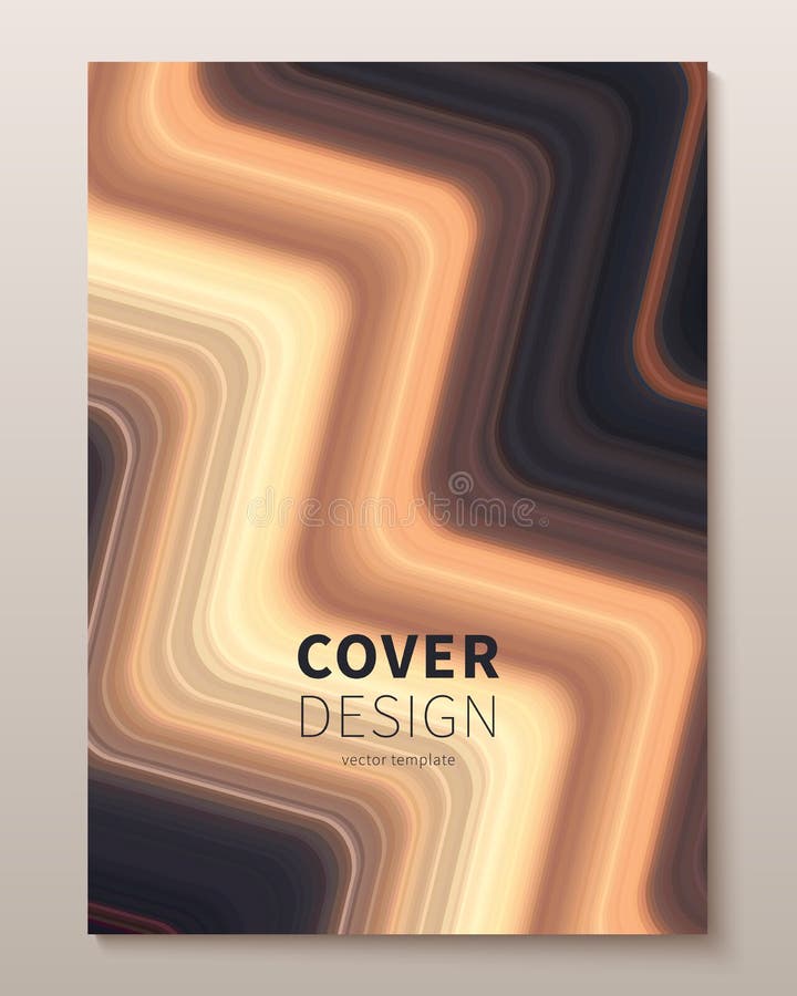 Vector Cover Design Template with Gradient Color Warped Lines. Dynamic ...