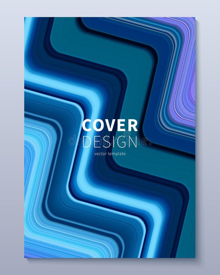 Vector Cover Design Template with Gradient Color Warped Lines. Dynamic ...