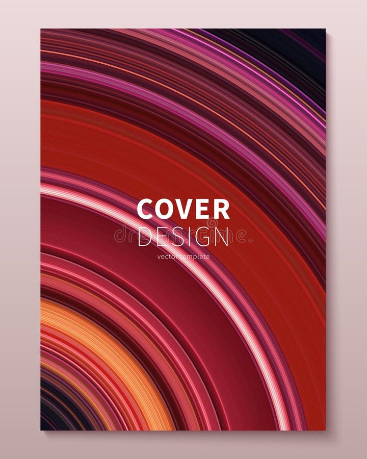 Vector Cover Design Template with Gradient Color Warped Lines. Dynamic ...