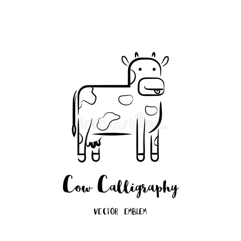 Vector Cow Calligraphy Emblem Stock Vector - Illustration of abstract ...