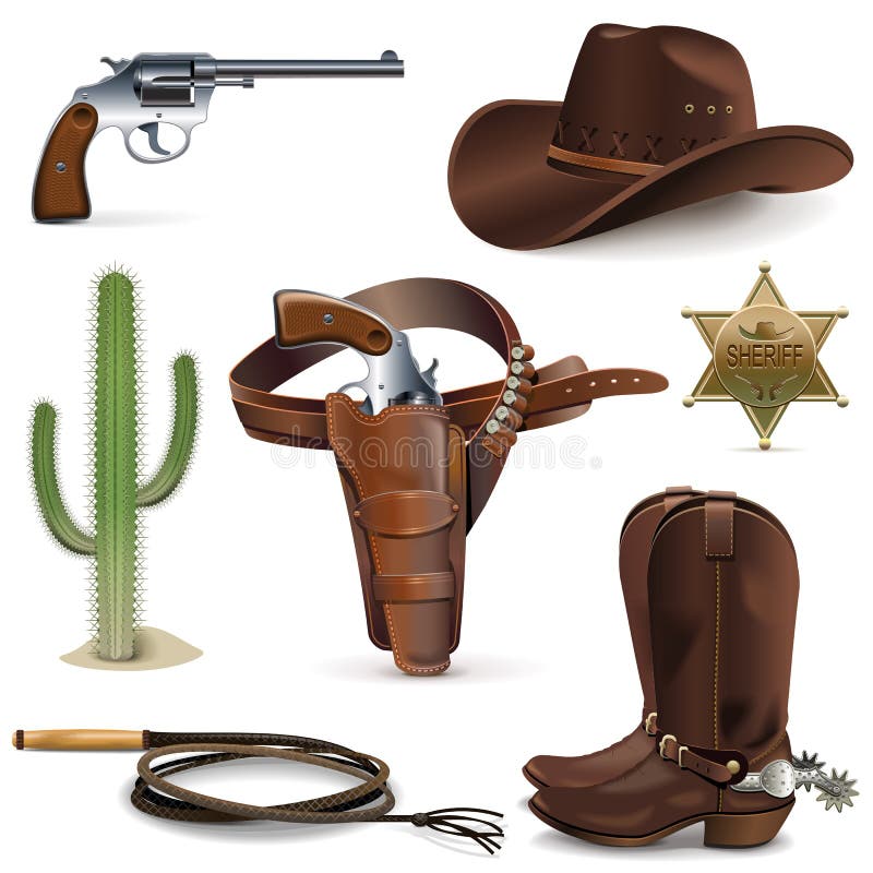 Vector Cowboy Icons stock vector. Illustration of garment - 49026606