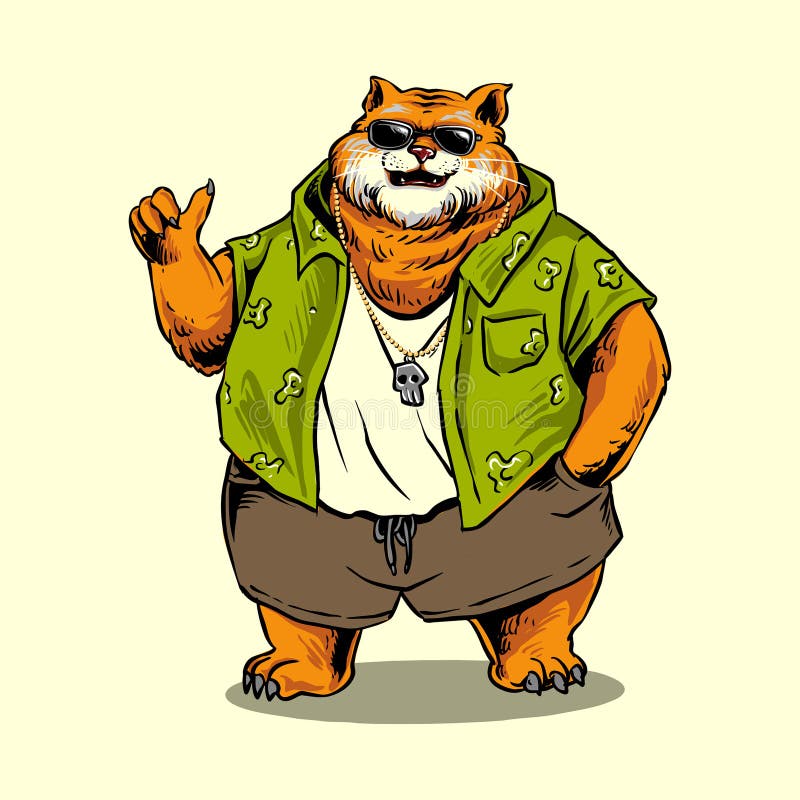 Vector of Cozy Rich Trendy Cool Fat Cat Stock Illustration ...