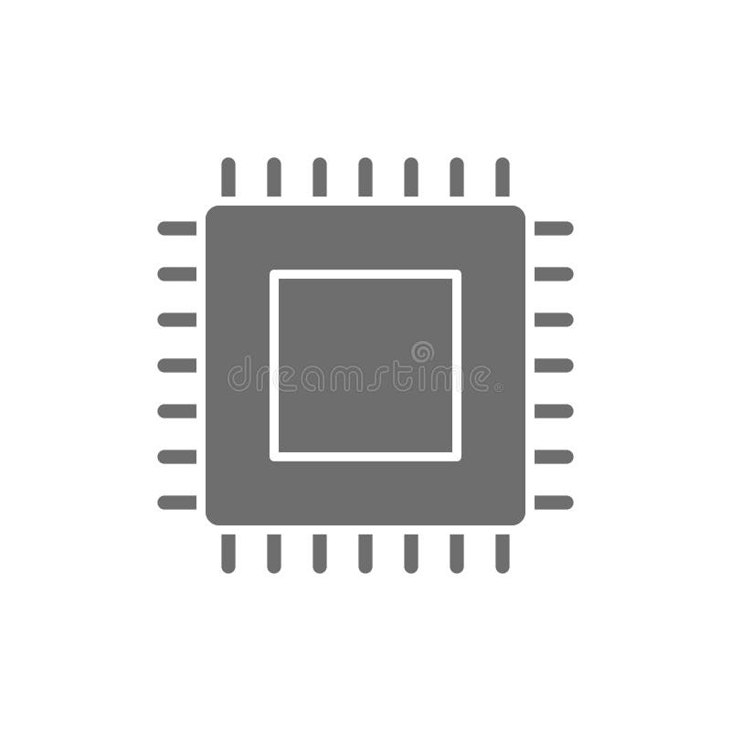 Vector CPU Microprocessor, Computer Chip Grey Icon. Stock Vector ...