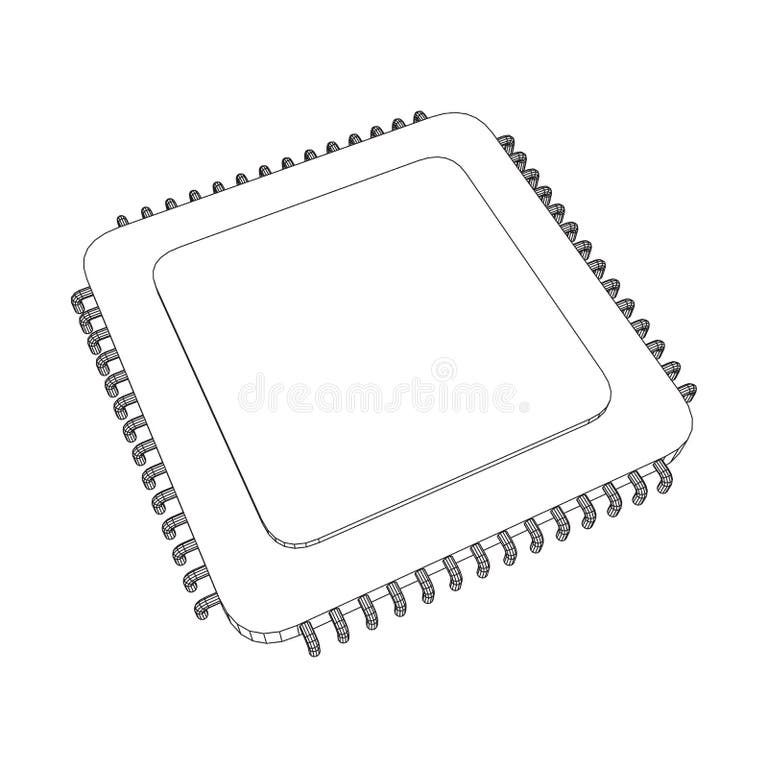 Vector CPU wireframe stock vector. Illustration of resistor - 110388551