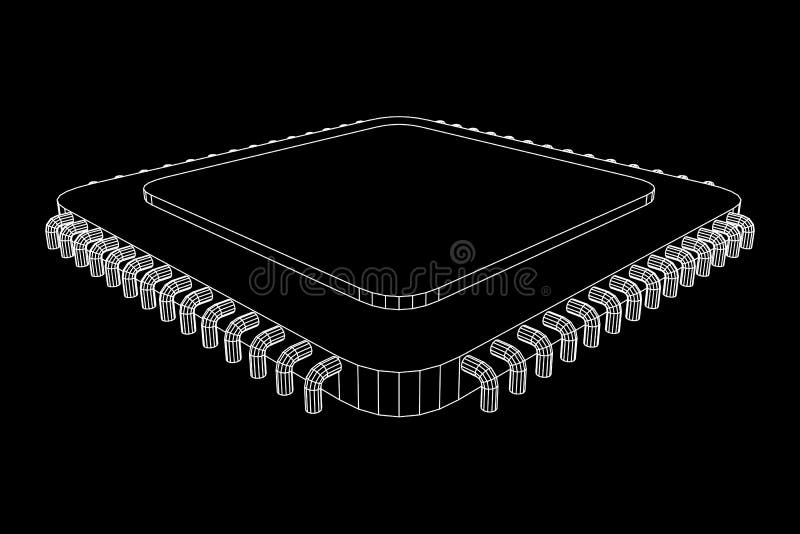 Vector CPU wireframe stock vector. Illustration of mini - 110388603