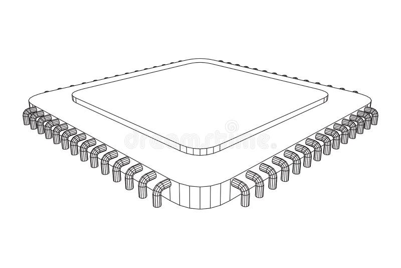 Vector CPU wireframe stock vector. Illustration of calculation - 110467018