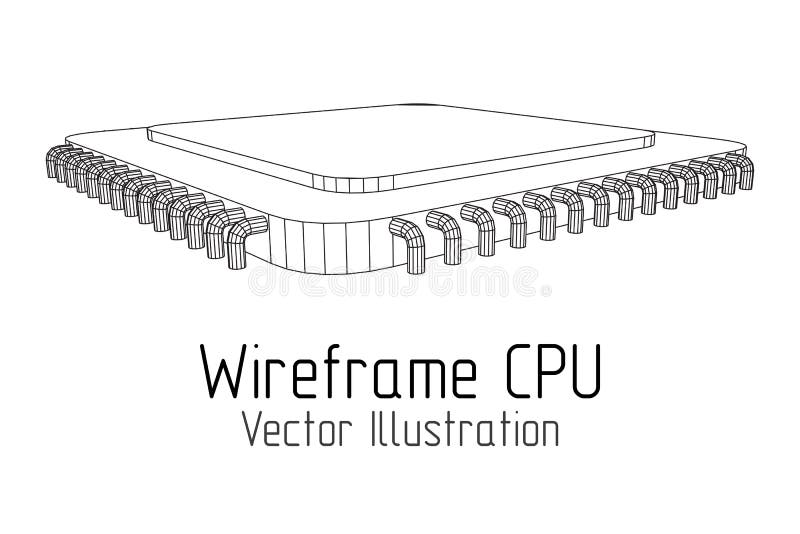 Vector CPU wireframe stock vector. Illustration of mini - 110548683
