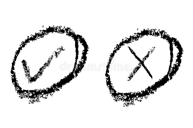 Vector Crayon Sketch True False Symbol, Isolated on White Stock Vector ...