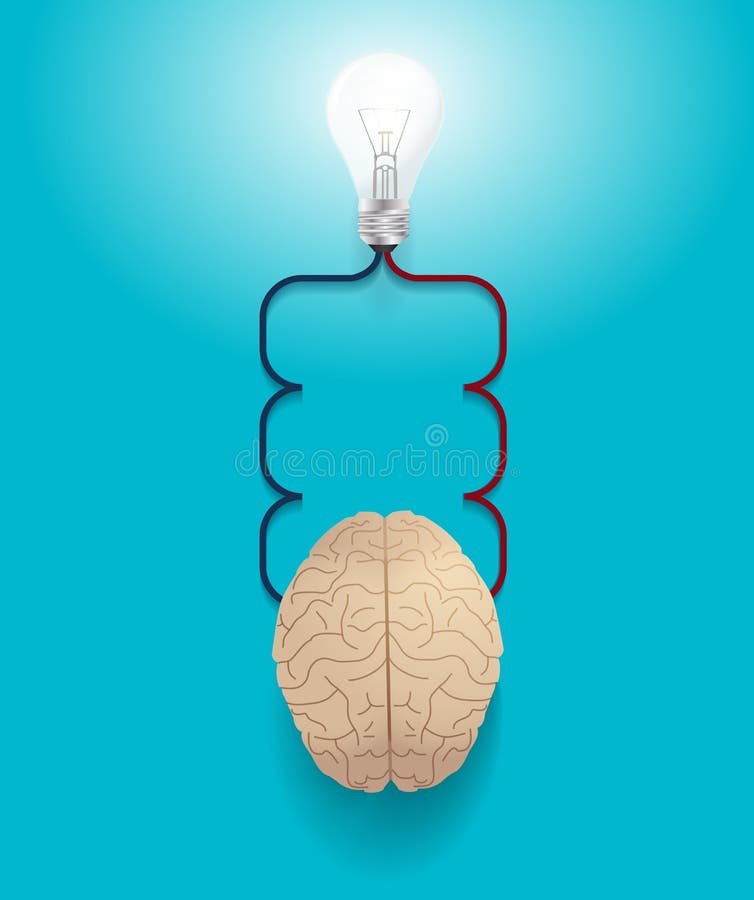 Vector Creative Brain with Light Bulb Idea Concept Stock Vector ...