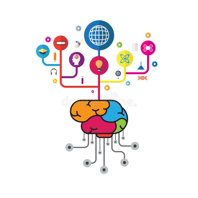 Vector Creative Brain Thinking, Business and Education Concept Stock Vector - Illustration of ...