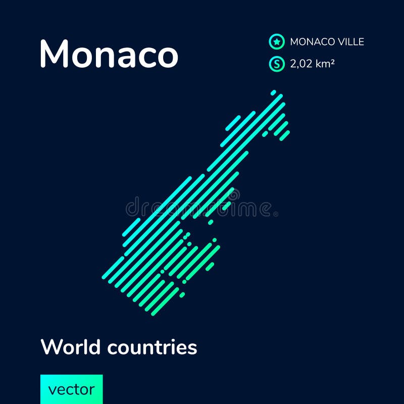 Vector Creative Digital Neon Flat Line Art Abstract Simple Map of ...