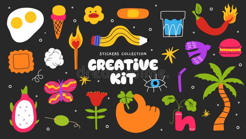 Vector Creative Doodle Sticker Collection Stock Vector - Illustration ...