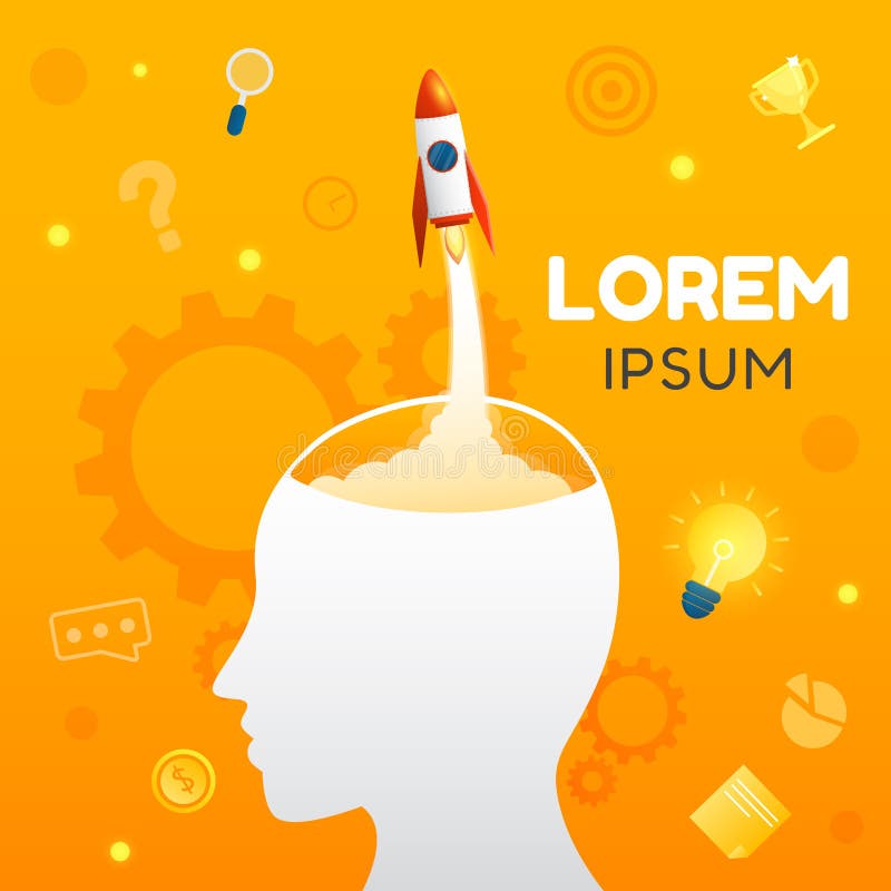 Vector Creative Illustration of Thinking or Business Ideas Banner with ...