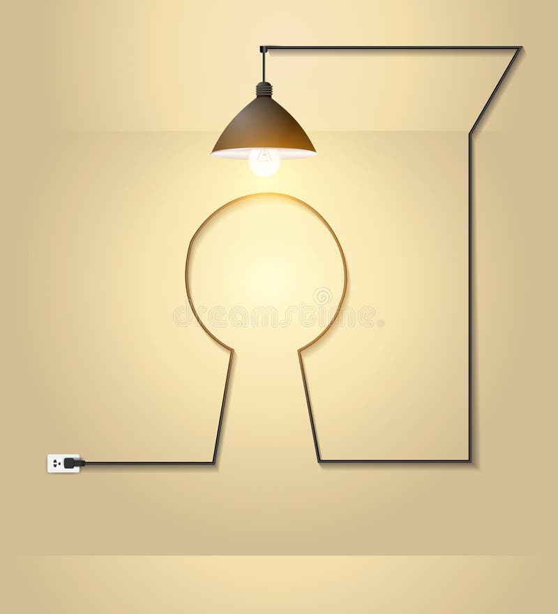 Vector Creative Keyhole with Light Bulb Idea Concept on Wall Room Stock ...