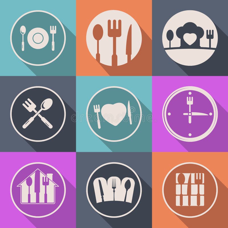 Vector Creative Kitchen Icon Food Logo Stock Vector - Illustration of ...