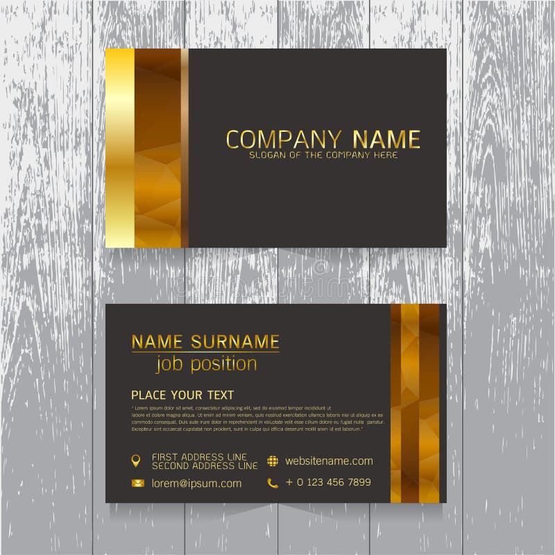 Business Card. Black Gold Background with Logo, Thin Icons. Luxury ...