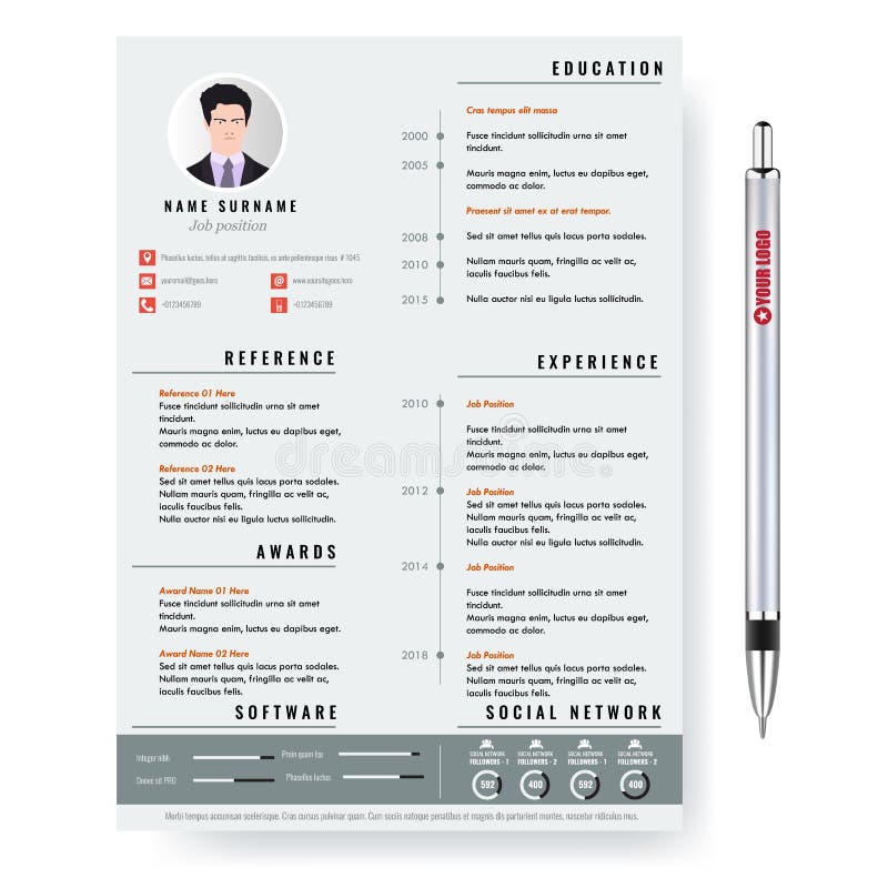 Vector Creative Minimalist Cv Resume Template with Two Pages. Stock ...