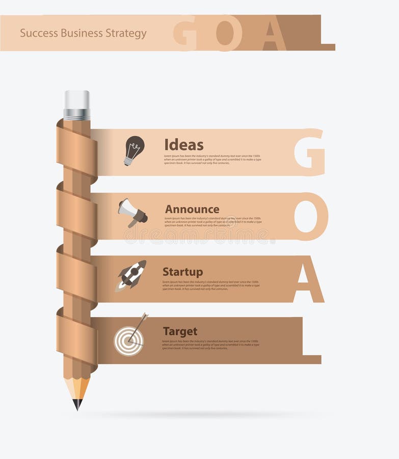 Vector Creative Pencil Design with Goals Ideas Concept Stock Vector ...