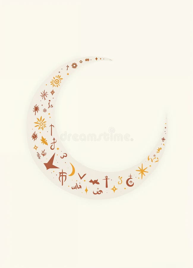 Vector of a Crescent Moon with Various Religious Symbols Inside of it ...