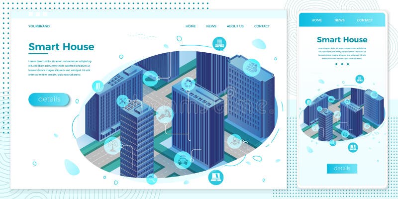 Vector Online Intelligent Building Network Web Set Stock Vector ...