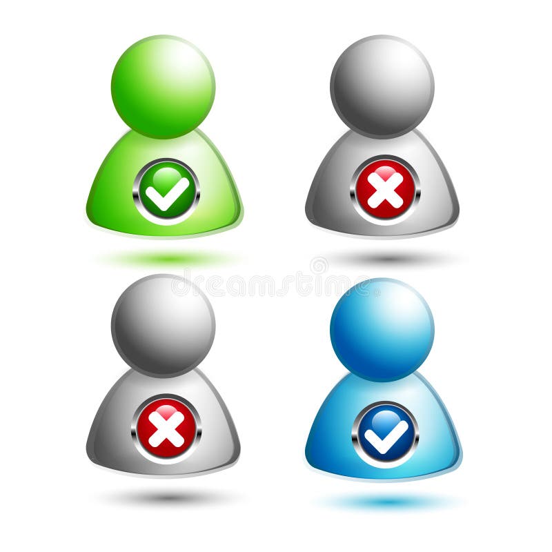 Vector Cross Tick People Icons Stock Illustration - Illustration of ...