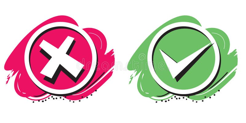 Vector Cross and Tick, Yes and No, True and False, Accept and Reject ...