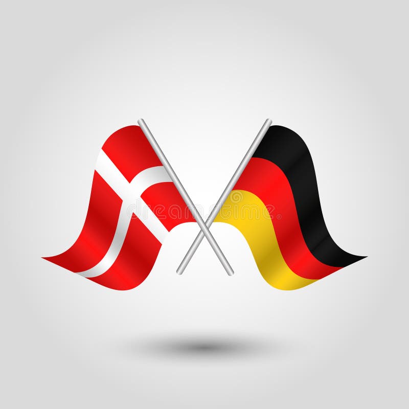 Vector Crossed Danish and German Flags on Silver Sticks - Symbol of ...