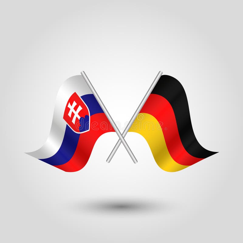 Vector Crossed Slovak and German Flags on Silver Sticks - Symbol of ...