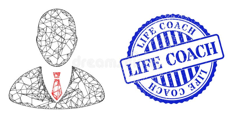 Scratched Life Coach Badge and Network Manager Mesh Stock Vector ...