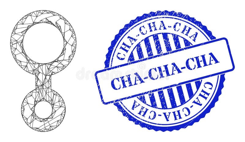 Grunge Cha-Cha-Cha Stamp Seal and Hatched Third Gender Symbol Mesh ...