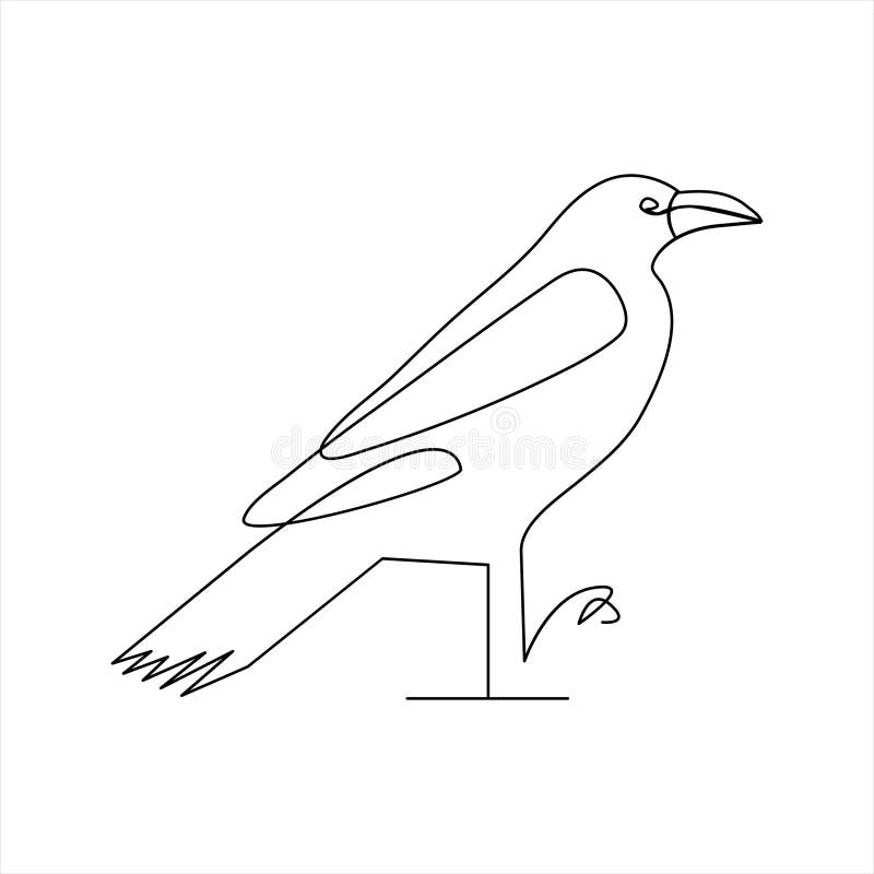 Crow Drawing by One Continuous Line Stock Vector - Illustration of ...