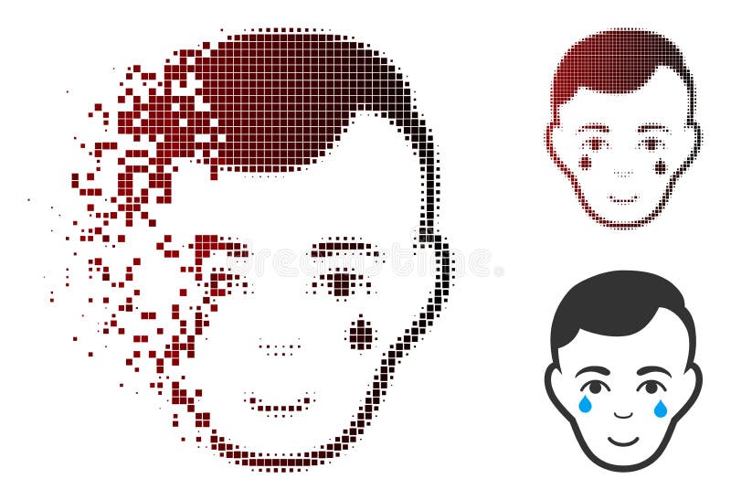 Dissolving Pixel Halftone Crying Man Face Icon Stock Vector ...