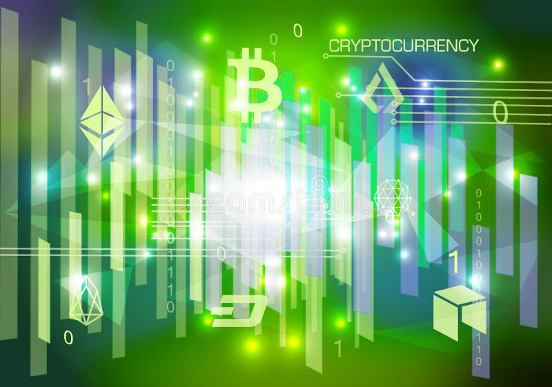 Vector Cryptocurrency Abstract Background in Green Color Editorial ...