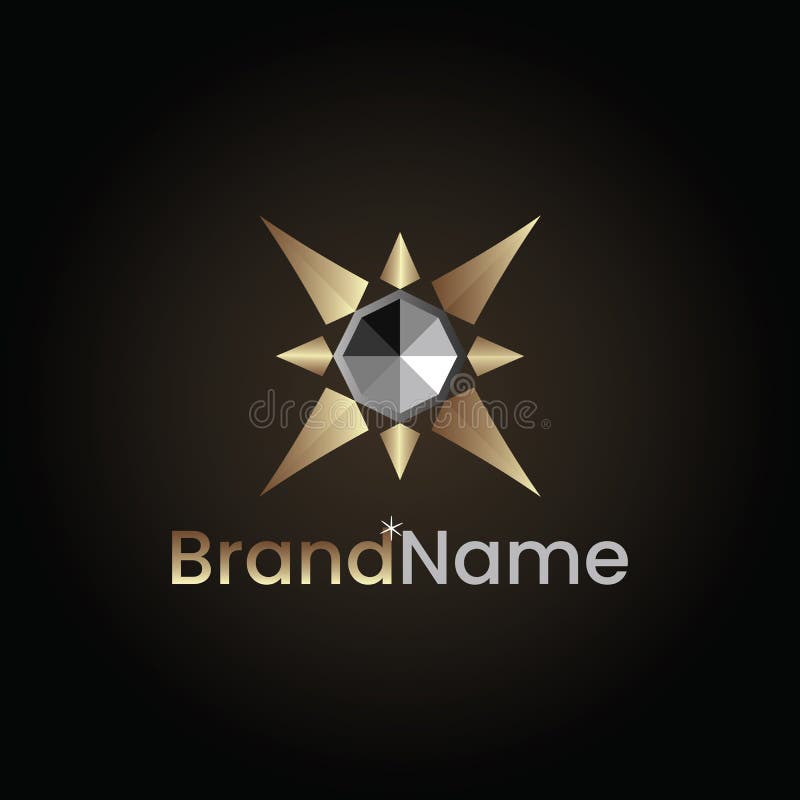 Shining Crystal Logo Vector Featuring an Octagonal Crystal with Light ...
