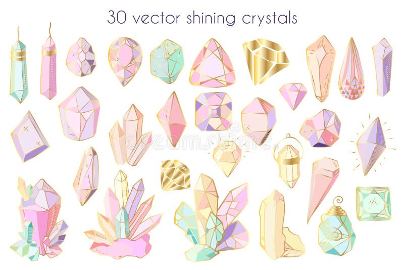 Vector Crystals Set stock vector. Illustration of doodle - 137381919