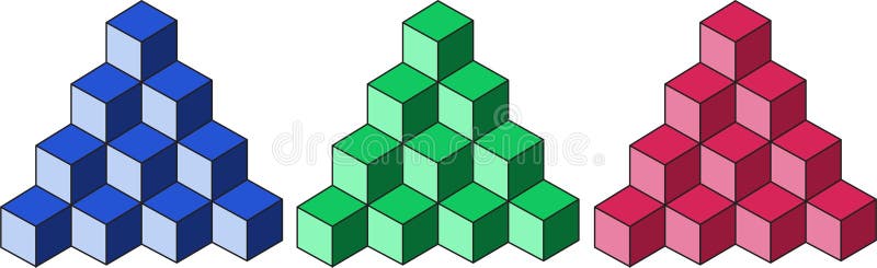 Color Cube Counting Exercise with 3D Shapes. Contour Vector ...