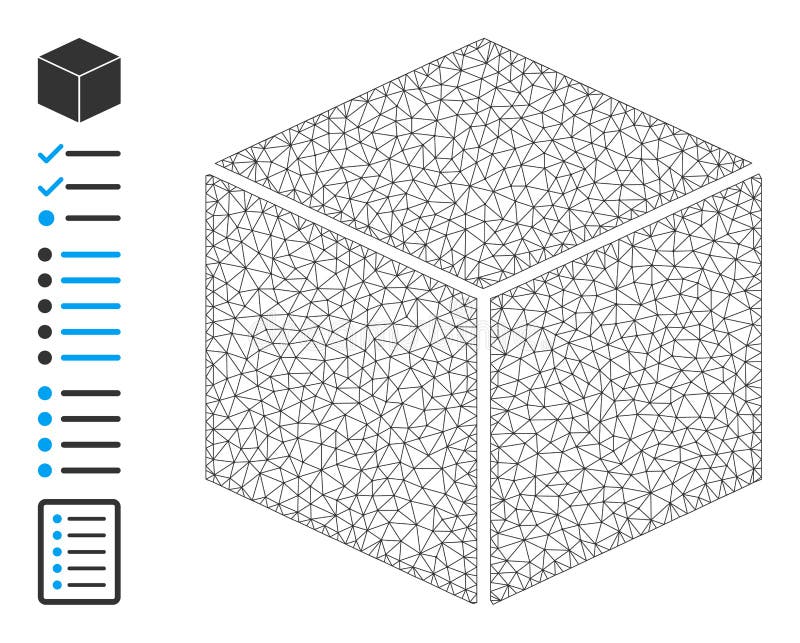 Mesh 2D Cube Icon stock vector. Illustration of objects - 240258639