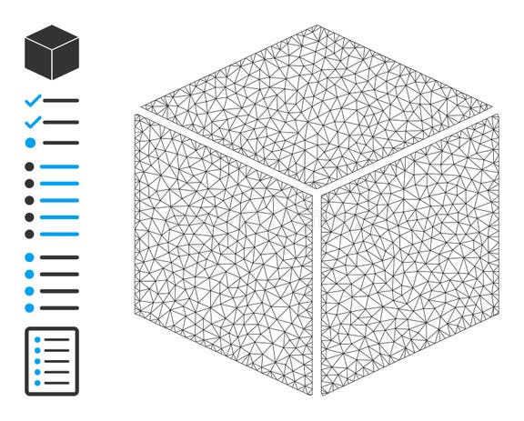 Mesh 2D Cube Icon stock vector. Illustration of objects - 240258639